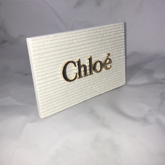 Chloe | Accessories | New Chloe Store Display Sign Stand Stone Gold ...